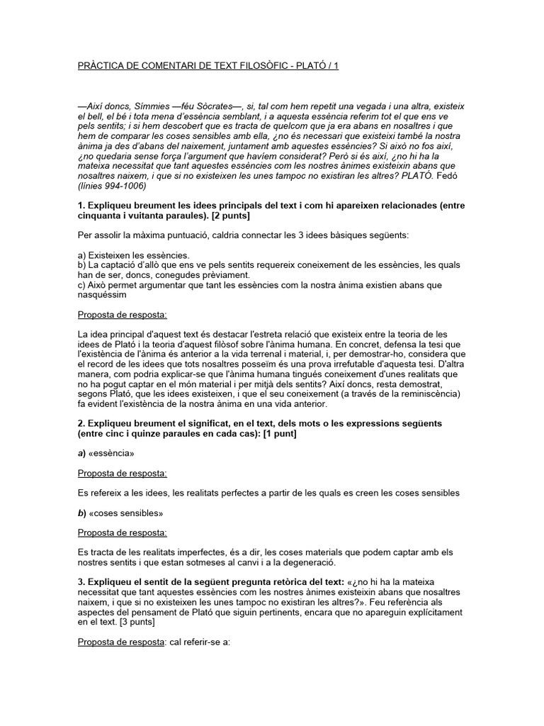 Practica de Comentari de Text Filosofic | PDF