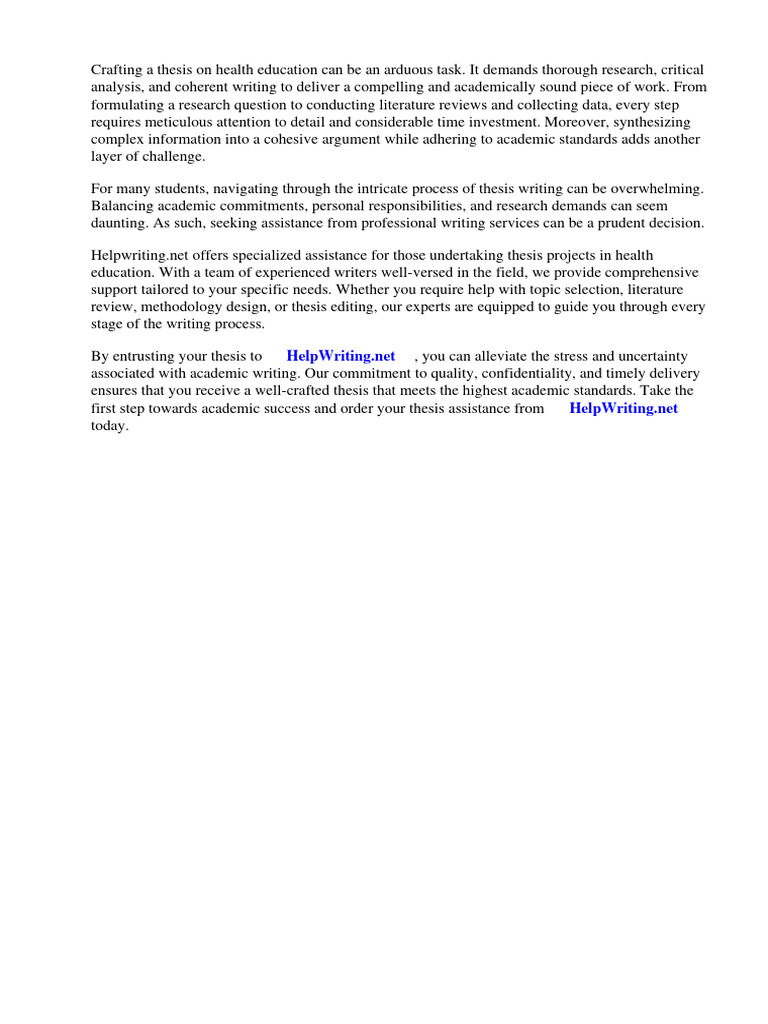 Thesis On Health Education | PDF | Psychology | Health Care