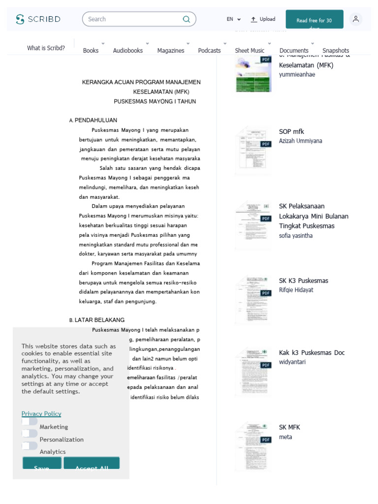 PDF Kerangka Acuan Program Manajemen Fasilitas Dan Keselamatan Mayong I ... PDF Kerangka Acuan Program Manajemen Fasilitas Dan Keselamatan Mayong I ...