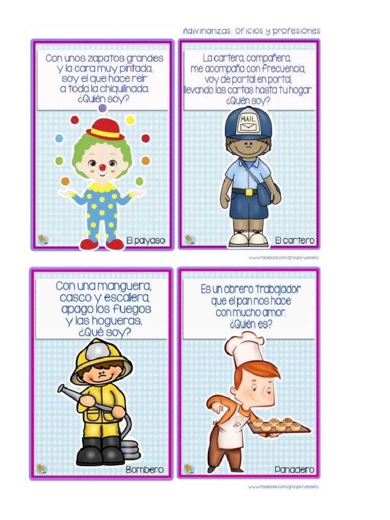 Adivinanzas de Oficios y Profesiones | PDF