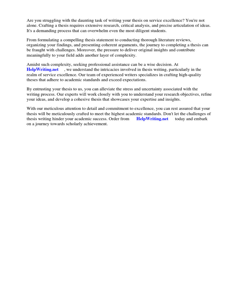 Thesis On Service Excellence | PDF | Career & Growth