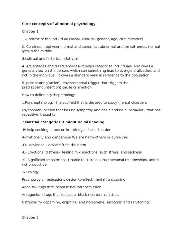 Understanding Abnormal Psychology: A Summary of Key Concepts and ...