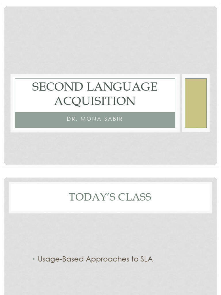 Week 6 Usage-based Approaches | PDF | Second Language Acquisition ...