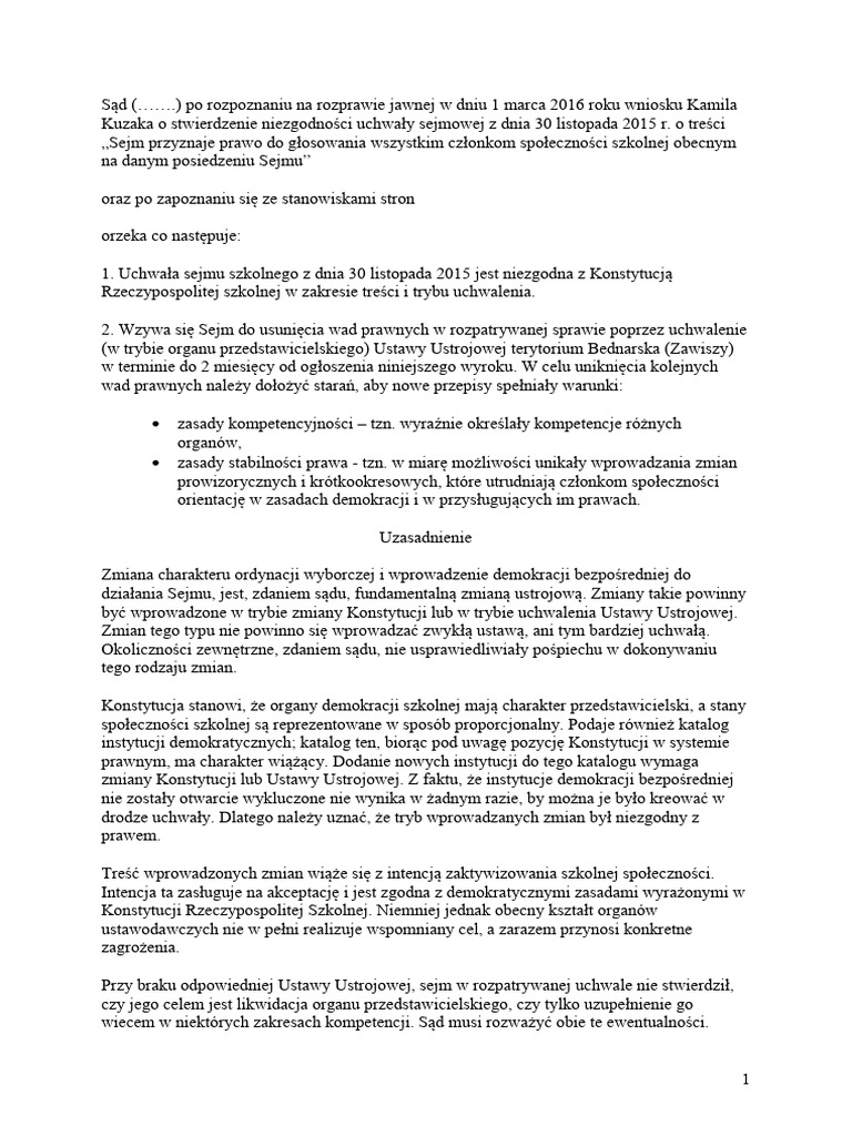 BDNR Sad Proj Wyroku | PDF