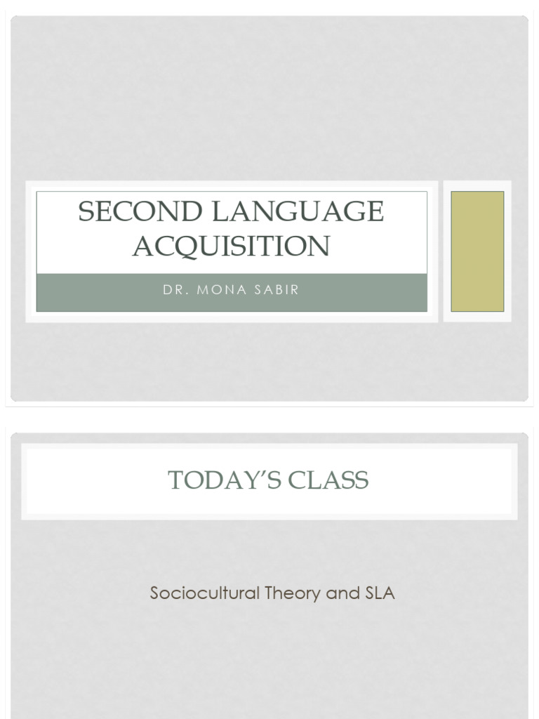 Week 8 Sociocultural Theory | PDF | Second Language Acquisition | Psychology