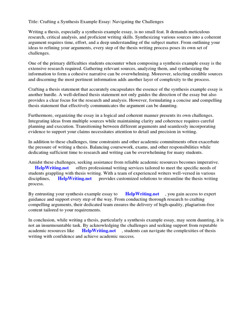 Synthesis Example Essay | PDF | Career & Growth | Art