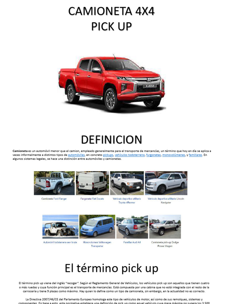 Tipos y Definición de Camionetas 4x4 | PDF | Tracción en las cuatro ...