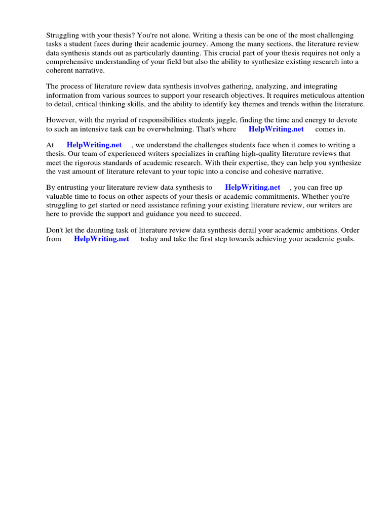 Literature Review Data Synthesis | PDF | Systematic Review | Methodology