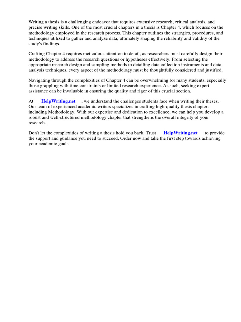 Sample Thesis Chapter 4 Methodology | PDF