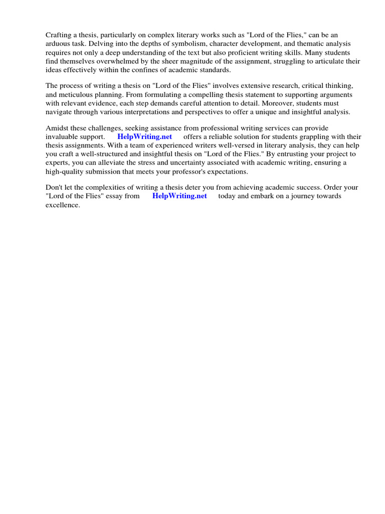 Thesis Lord of The Flies Essay | PDF | Social Science | General Fiction