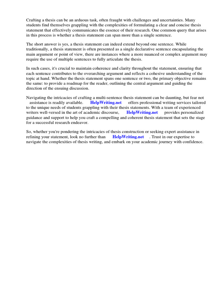 Can A Thesis Statement Be Two Sentences Long | PDF | Thesis | Essays