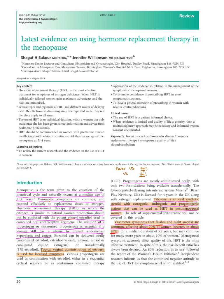 Hormone Replacement Therapy | PDF