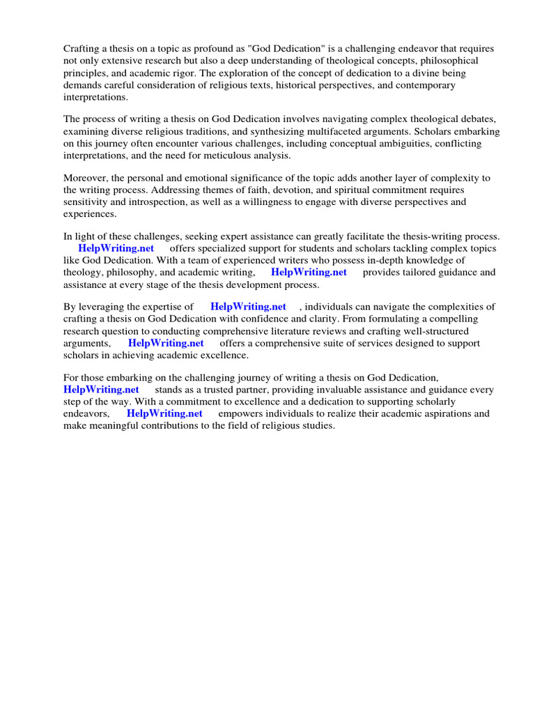 God Dedication Thesis | PDF God Dedication Thesis | PDF