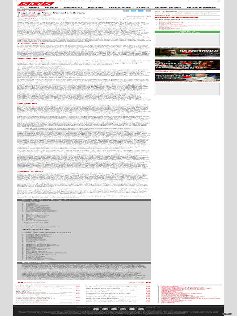 Organising Your Sample Library | PDF | Synthesizer | Floppy Disk