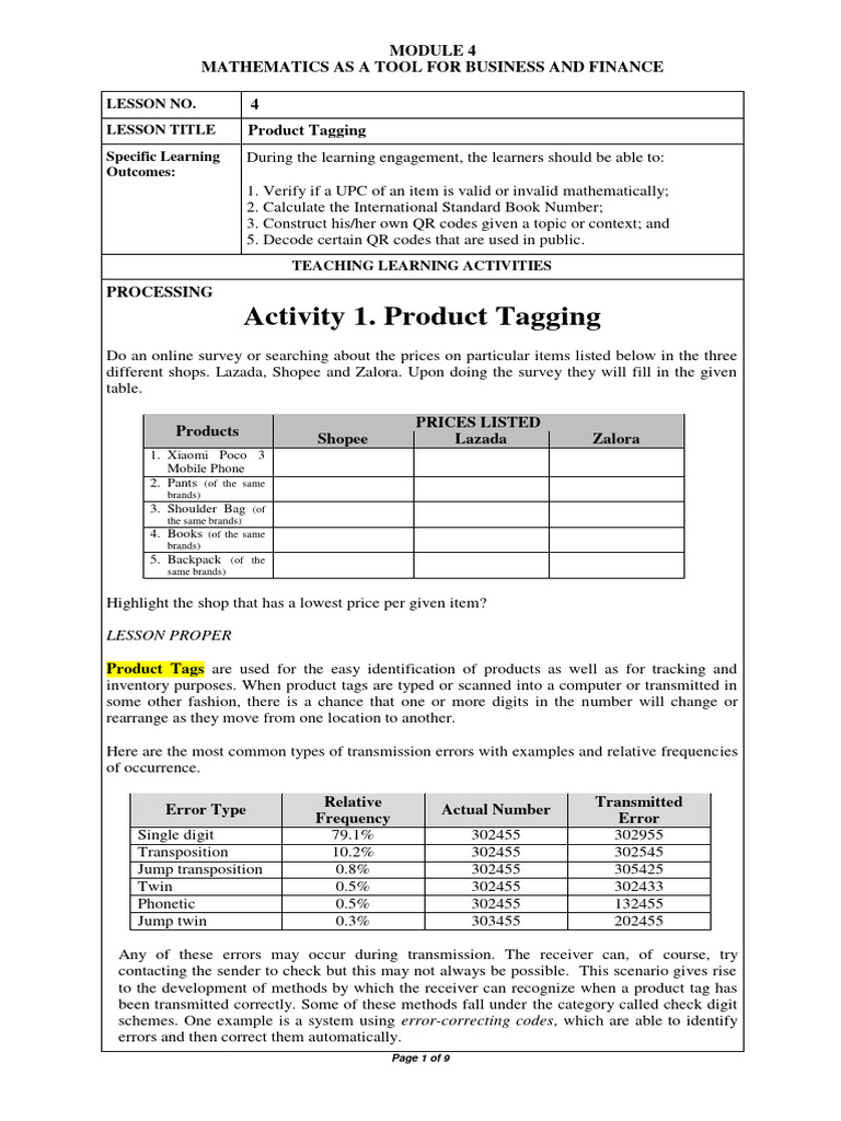 MMW Module 4 - 4 Product Tagging | Download Free PDF | Qr Code ...