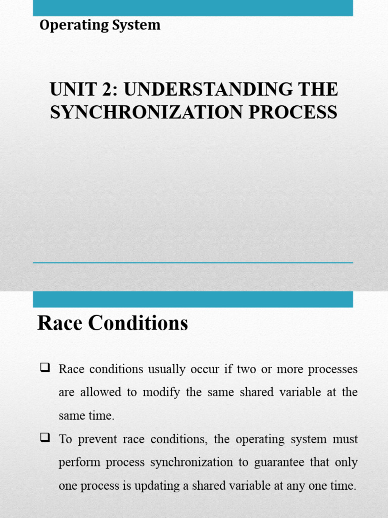 Unit 2-Understanding The Synchronization Process | PDF | Process ...