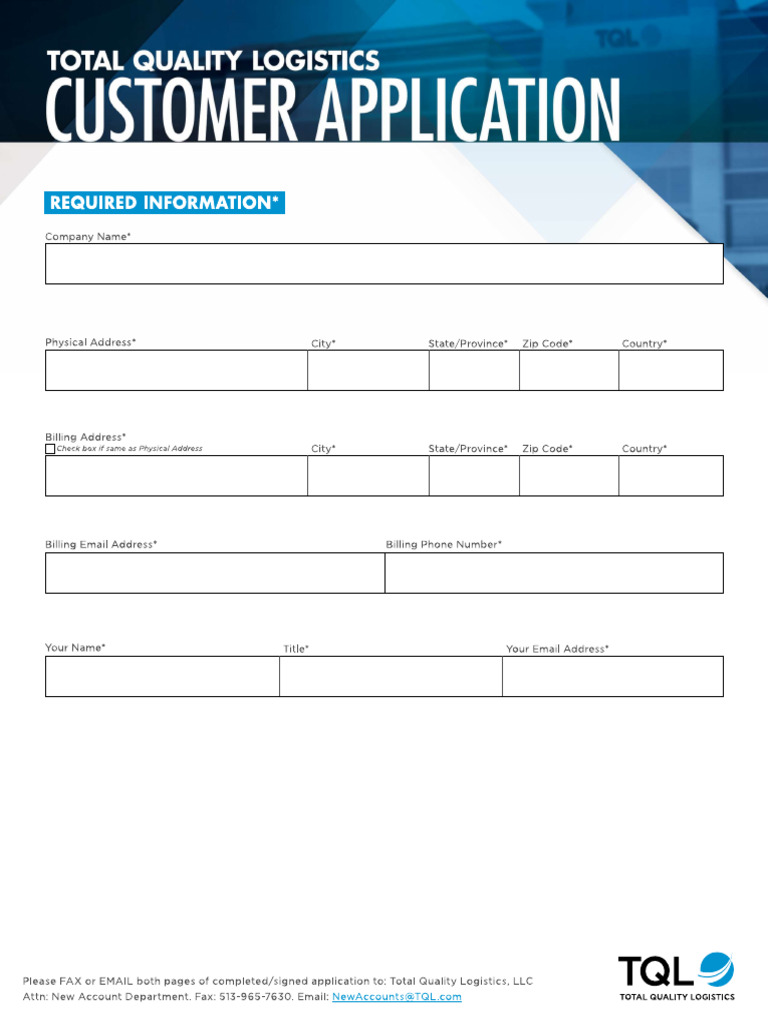 TQL Customer Application | PDF