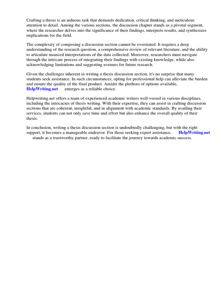 Writing Thesis Discussion Section | PDF