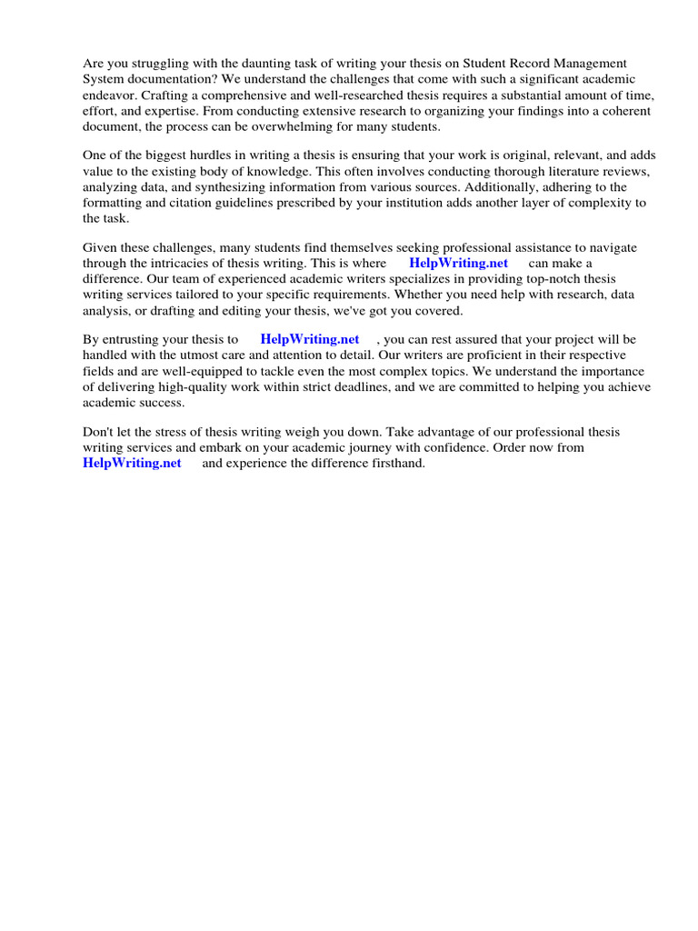 Student Record Management System Thesis Documentation | PDF