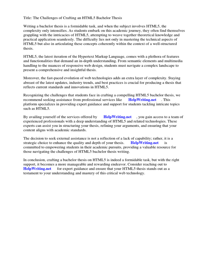 Html5 Bachelor Thesis | PDF