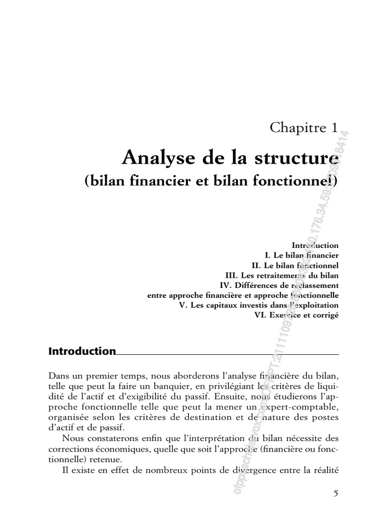 Analyse de la structure du bilan | PDF | Capitaux propres | Bilan comptable