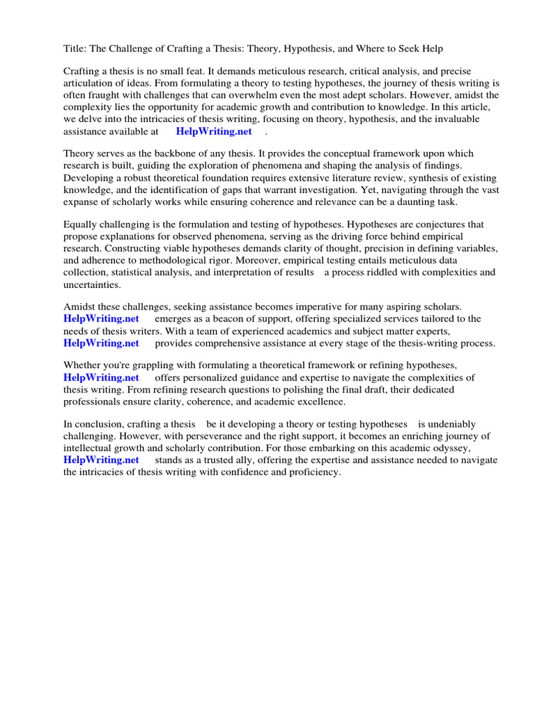 Thesis Theory Hypothesis | PDF | Hypothesis | Thesis