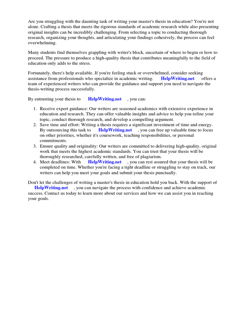 Masters in Education Thesis Examples | PDF | Thesis | Methodology