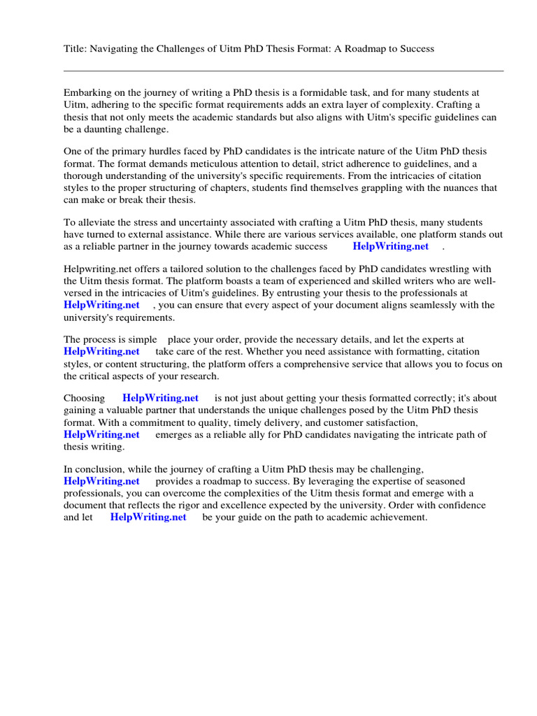 Uitm PHD Thesis Format | PDF