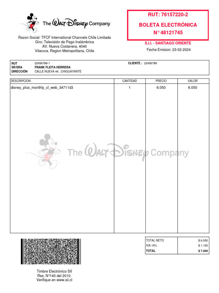 Factura Electrónica Disney Plus | PDF