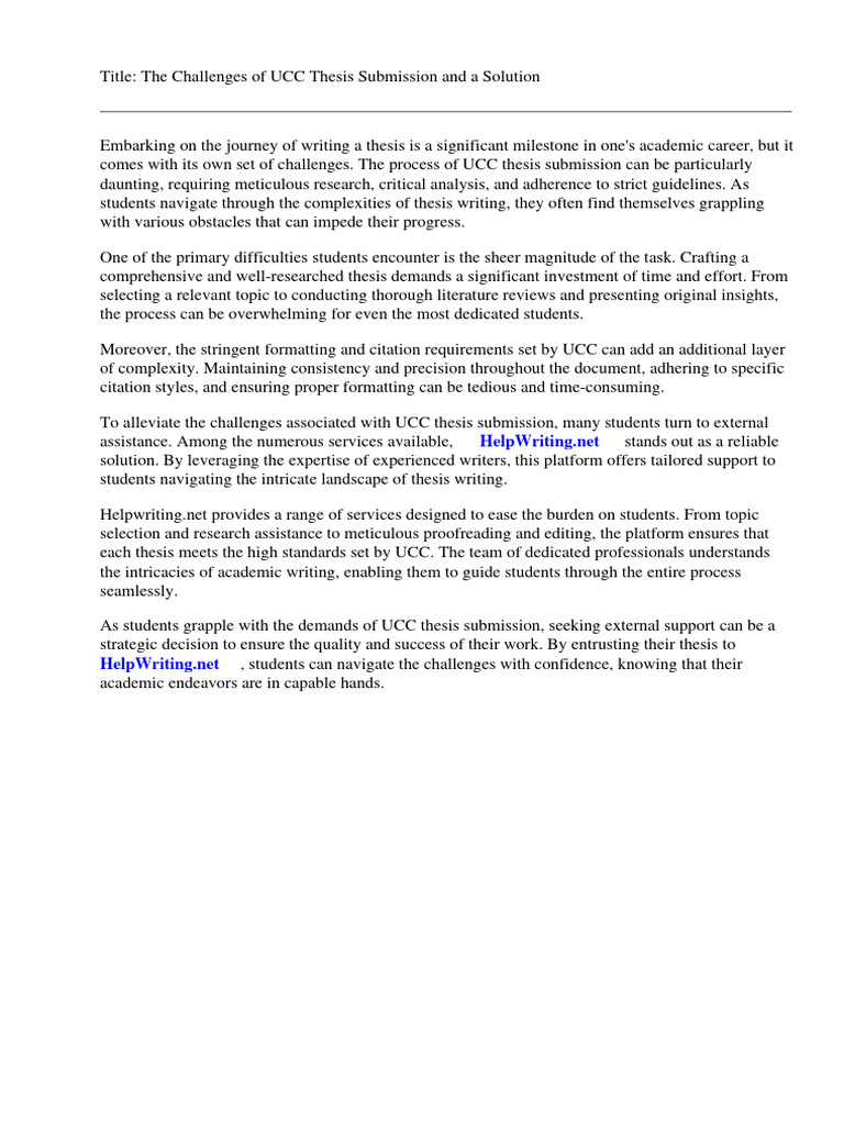 Ucc Thesis Submission | PDF