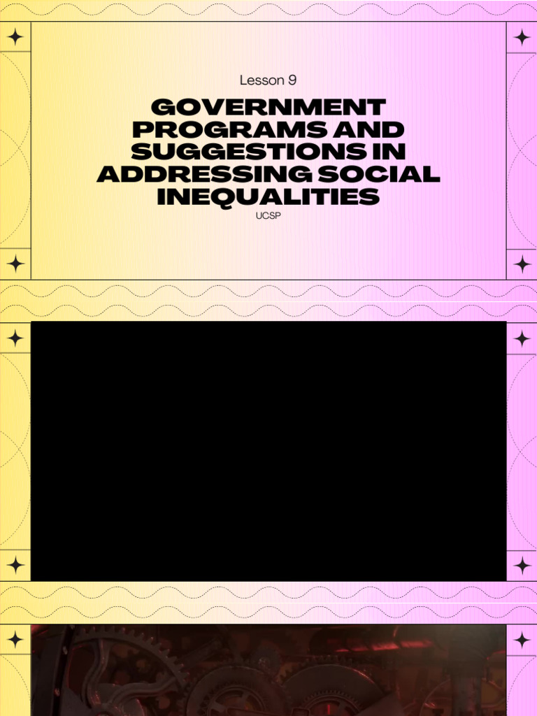 Lesson 9 Government Programs and Suggestions in Addressing Social ...
