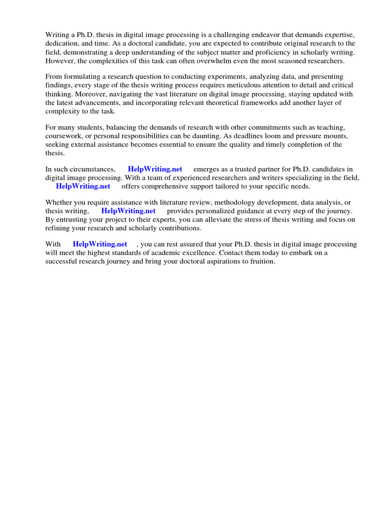 PHD Thesis Digital Image Processing | PDF | Thesis | Doctor Of Philosophy