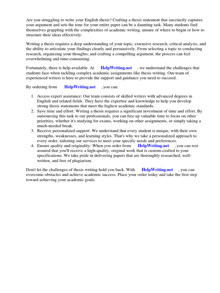 Mastering Your English Thesis Statement | PDF | Career & Growth