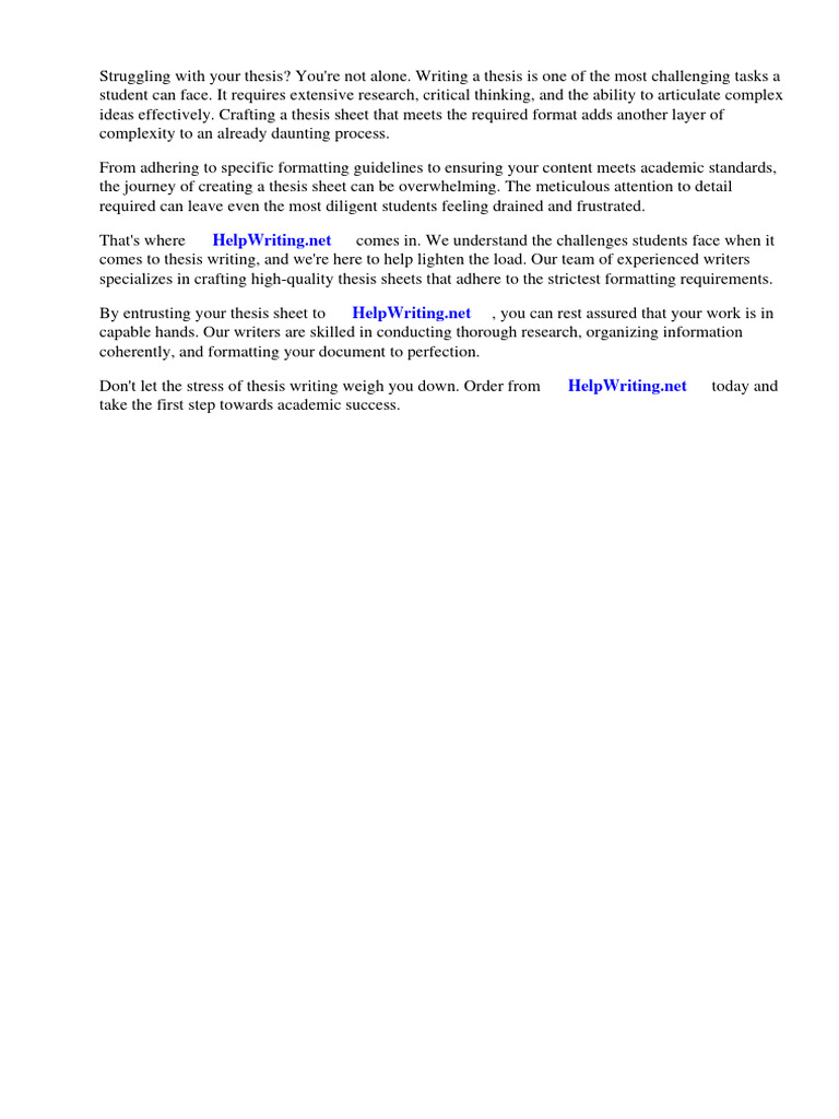 Thesis Sheet Format | PDF