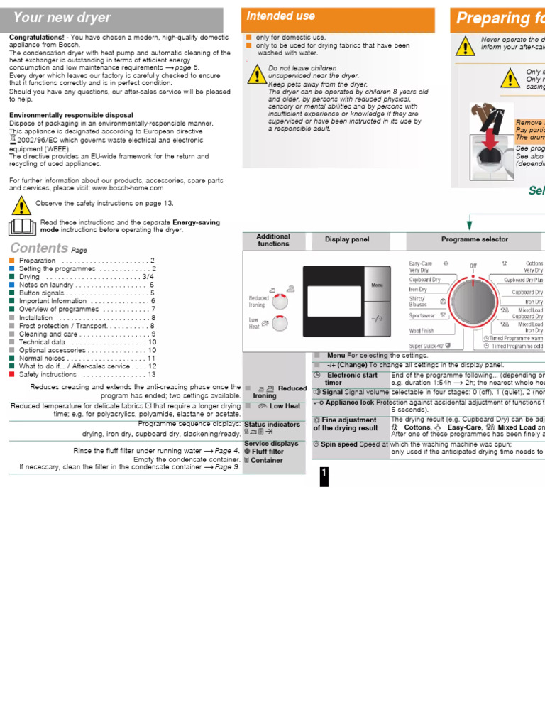 User Manual Bosch EcoLogixx 7S WTW8656ECO (English - 10 Pages) | PDF