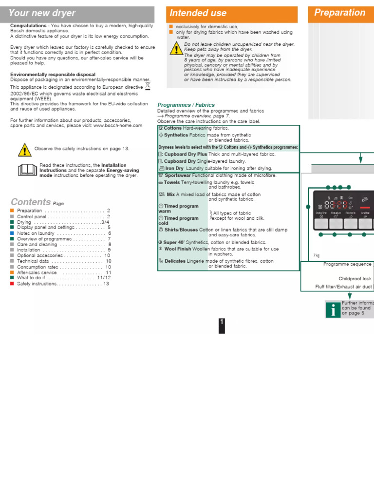 User Manual Bosch Maxx 7 Sensitive (English - 10 Pages) | PDF