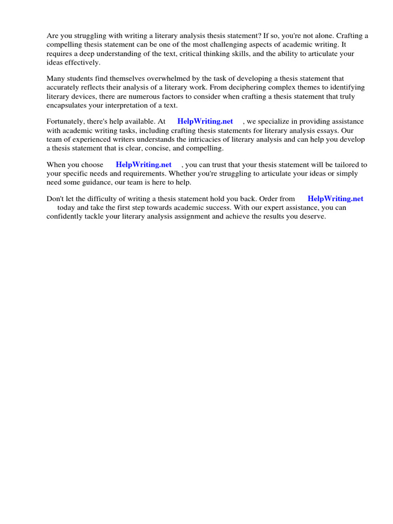 Write Literary Analysis Thesis Statement | PDF