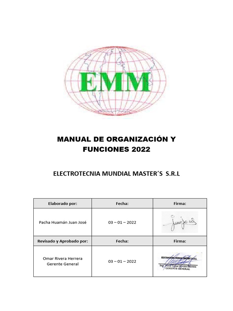 Manual de Organización y Funciones Emm-2022 | PDF
