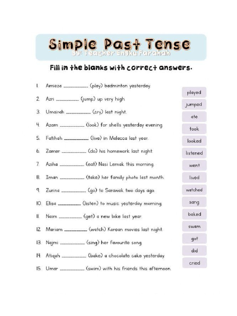 Past Tense - Daily Exercises | PDF
