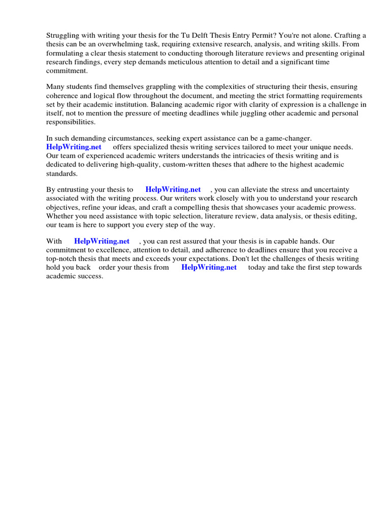 Tu Delft Thesis Entry Permit | PDF | Thesis | Space