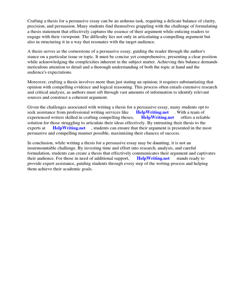 Thesis Formula For Persuasive Essay | Download Free PDF | Essays ...