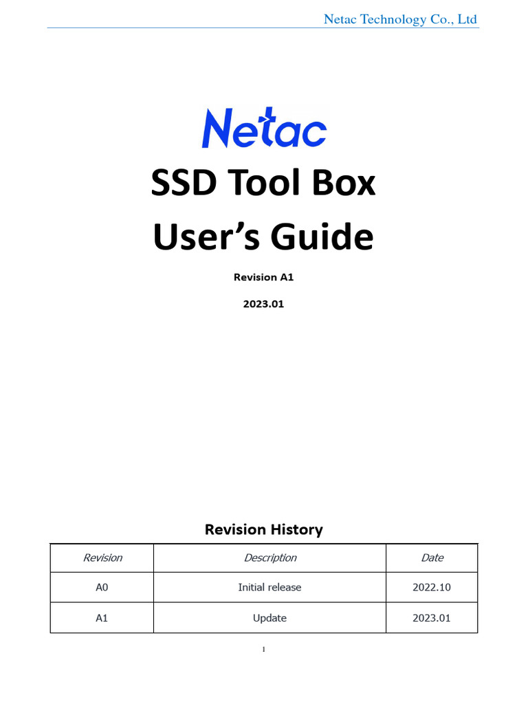 Netac SSD Tool Box UserGuide - A1 | PDF
