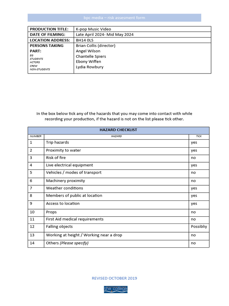 FMP Risk Assesment | PDF