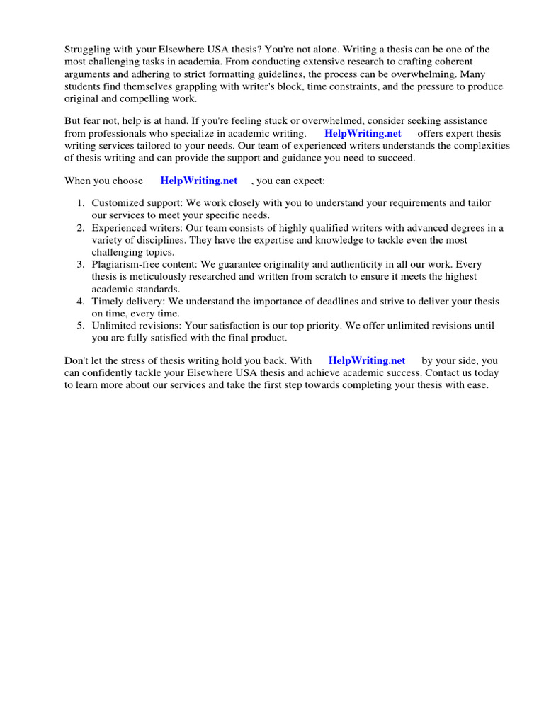 Elsewhere Usa Thesis | PDF | Career & Growth