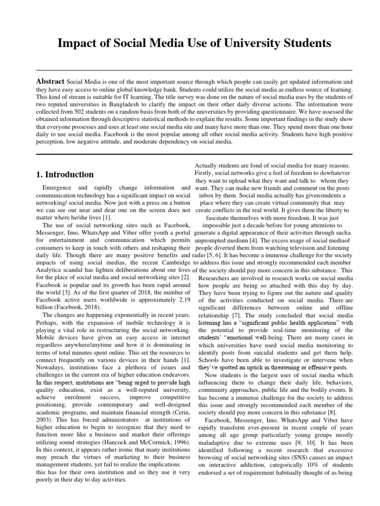 Impact of Social Media Use of University Students - Removed | PDF ...