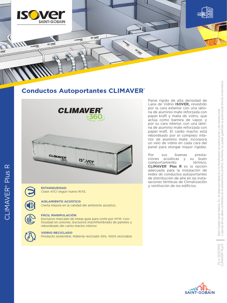 FT CLIMAVER Plus R ISOVER ES | PDF | Materiales de construcción | Química