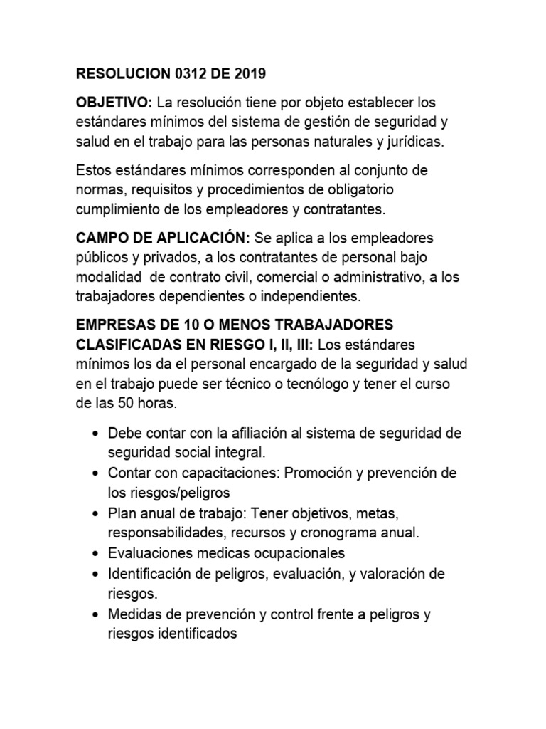 Resolucion 0312 de 2019 | PDF | Valores
