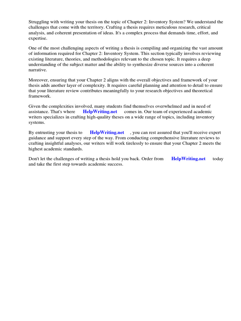 Chapter 2 Thesis Inventory System | PDF