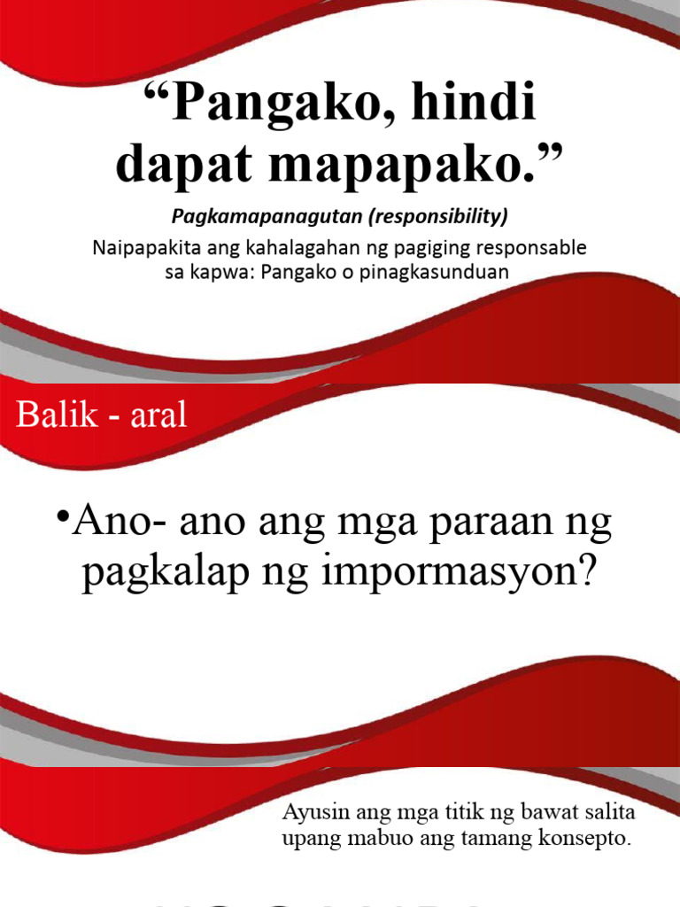 ESP6 Q2 - W1 - Pangako, Hindi Dapat Mapapako | PDF