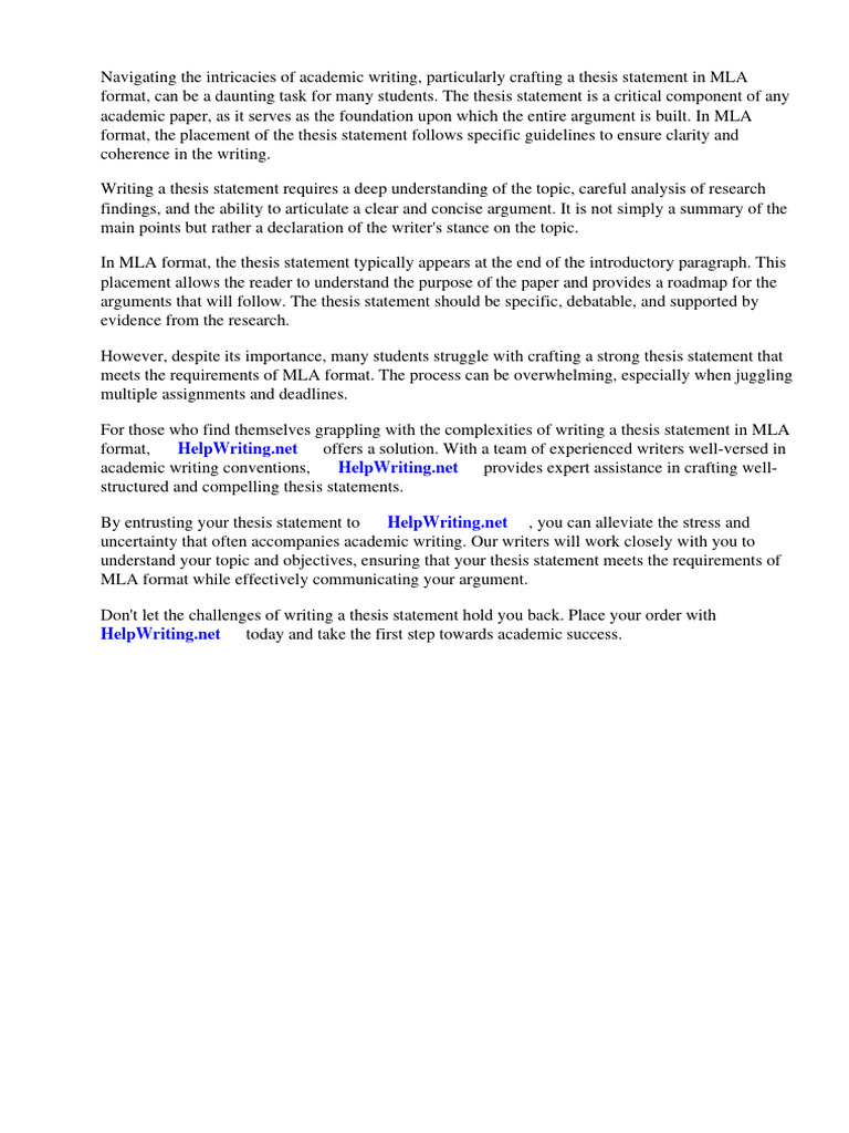 MLA Thesis Writing for Students | PDF | Essays | Thesis